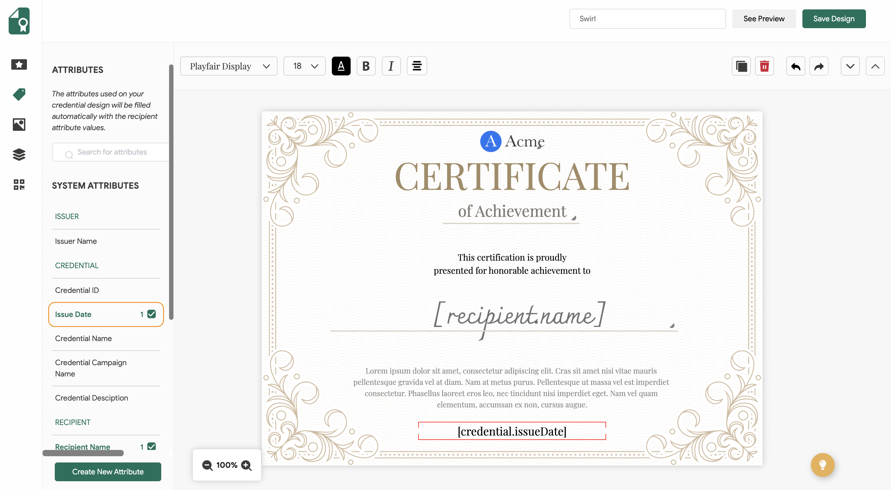 How To Add Issue Date To Certificate Design